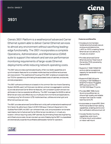 3931年服务交付产品数据表——Ciena切换 - raybet电竞